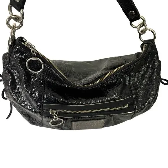 Coach | Bags | Coach Poppy Hobo Bag Shoulder Purse Black Patent Leather ...